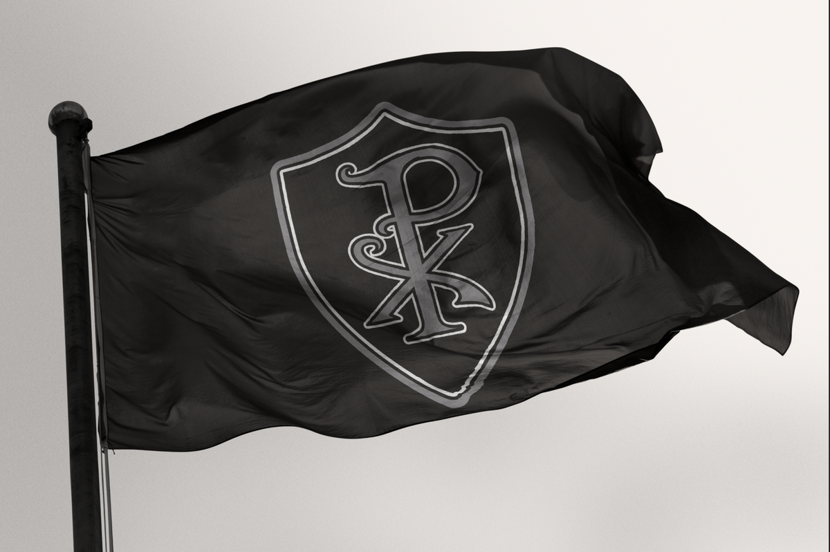 Shield of Faith Chi Rho Flag 3x5 – Ride Fast Pray Hard